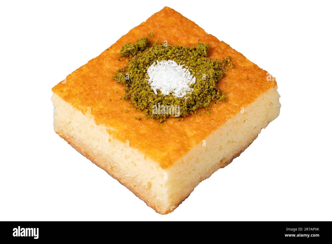 Revani dessert. Sweet semolina cake with pistachio. Ramadan sweets ...