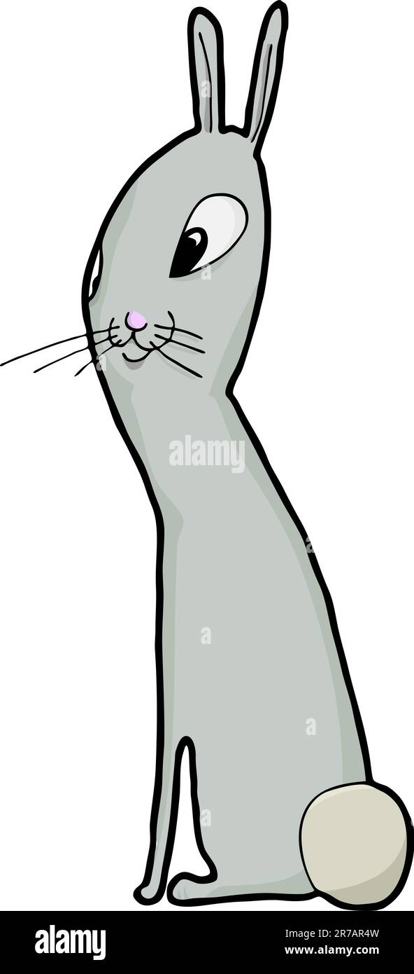 Cartoon of a cute tall bunny rabbit with very long whiskers Stock ...