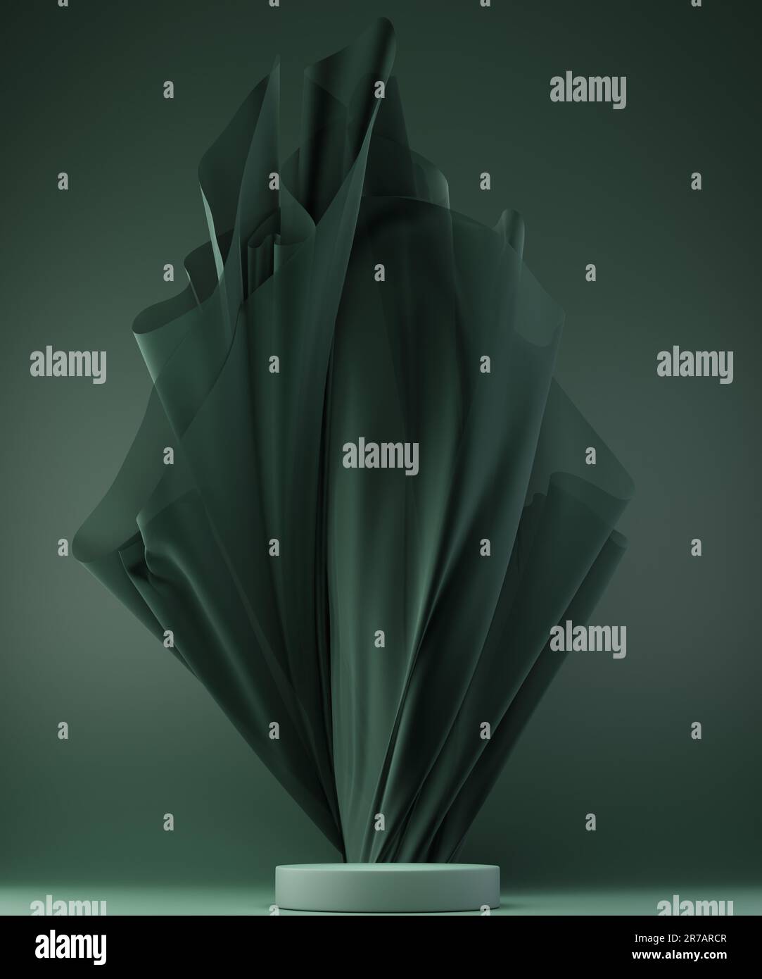 3D display podium, green background with green pedestal Stock Photo - Alamy