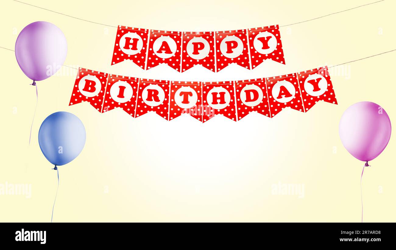 Colored birthday balloons with happy birthday greetings on bright ...