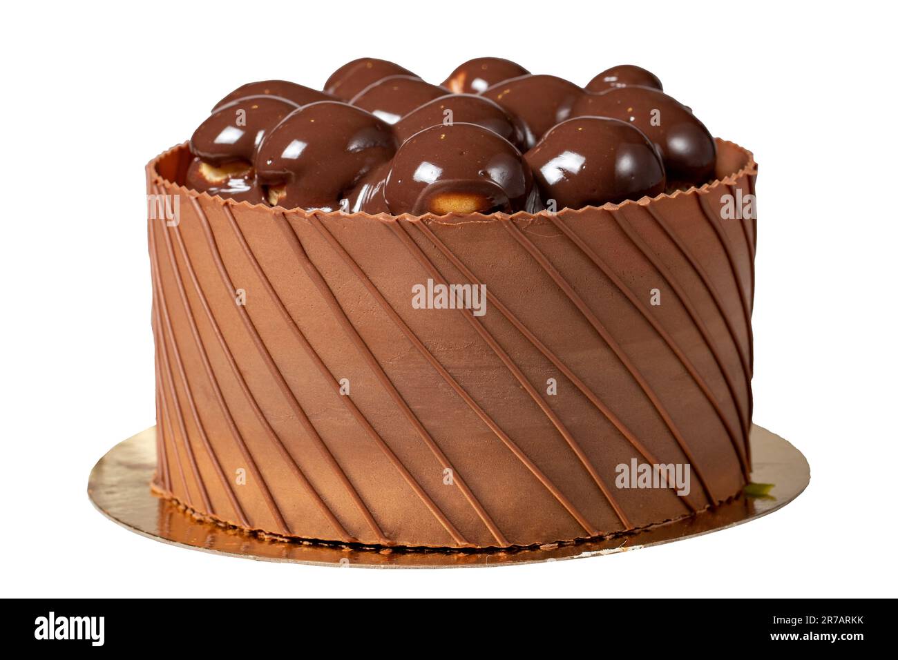 Chocolate covered profiteroles birthday cake. Chocolate cream cake ...