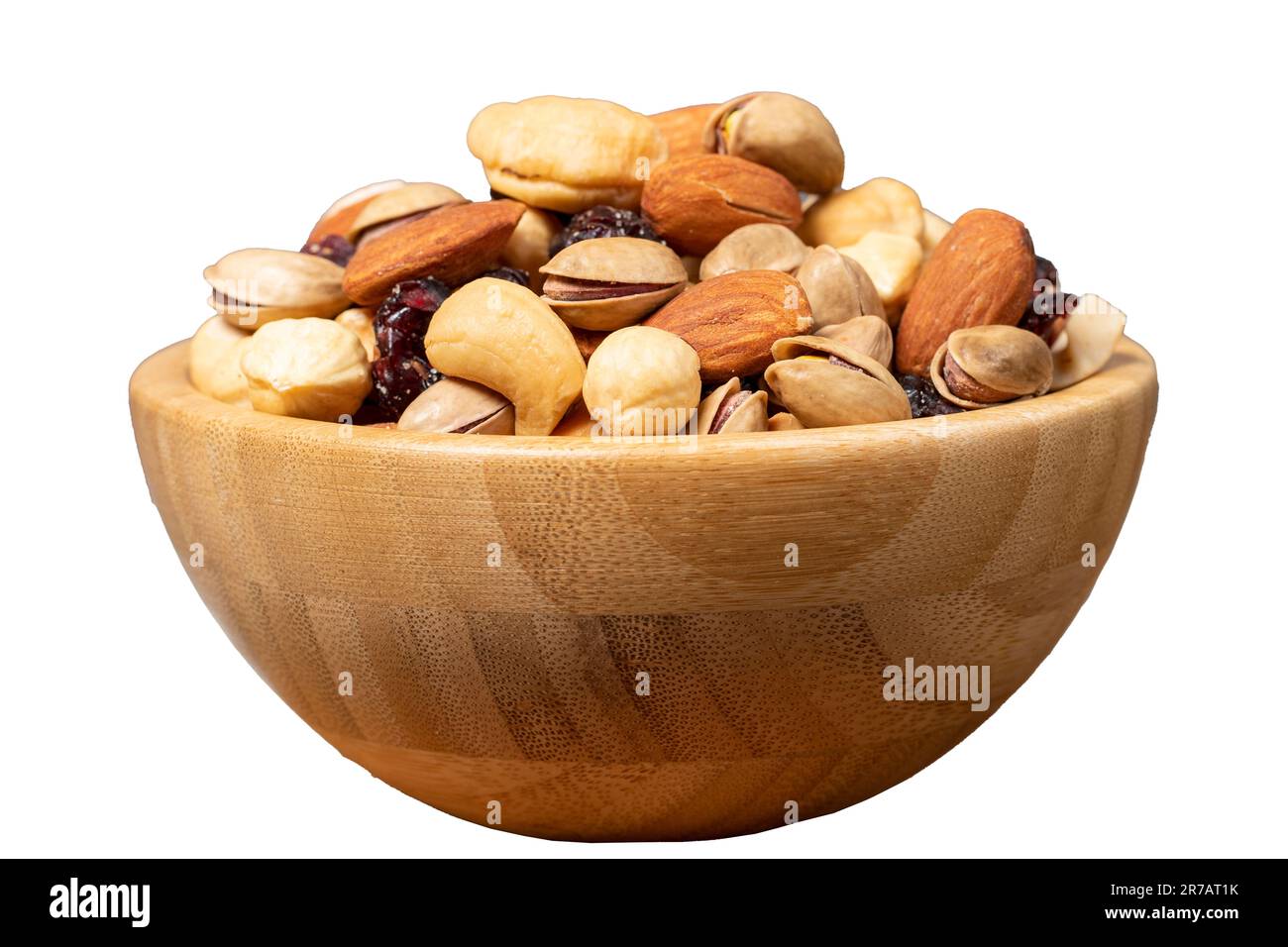 Mixed nuts isolated on white background. Special mixed nuts in wooden ...