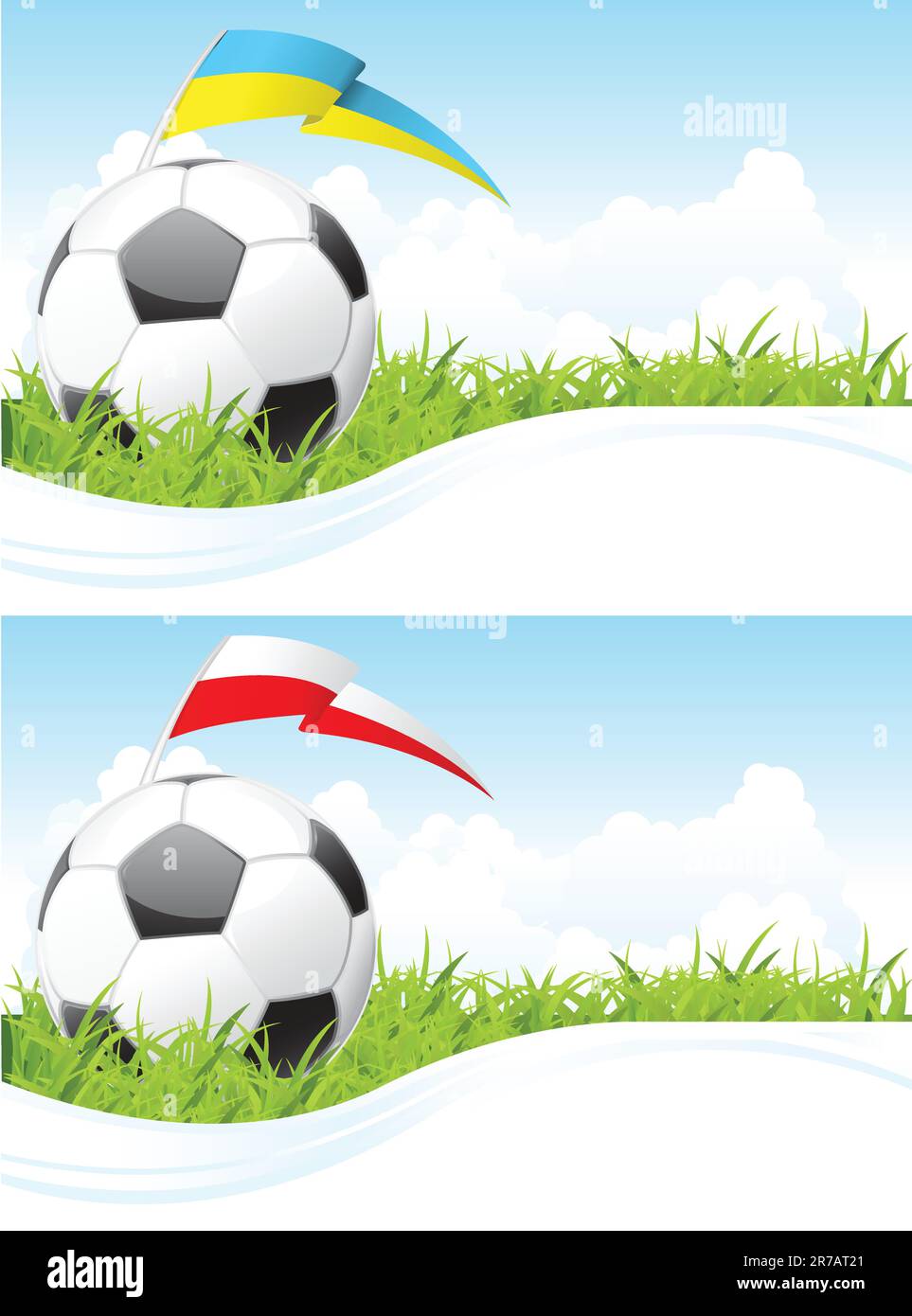 Soccer cloudscape background with ball and flag Stock Vector Image ...