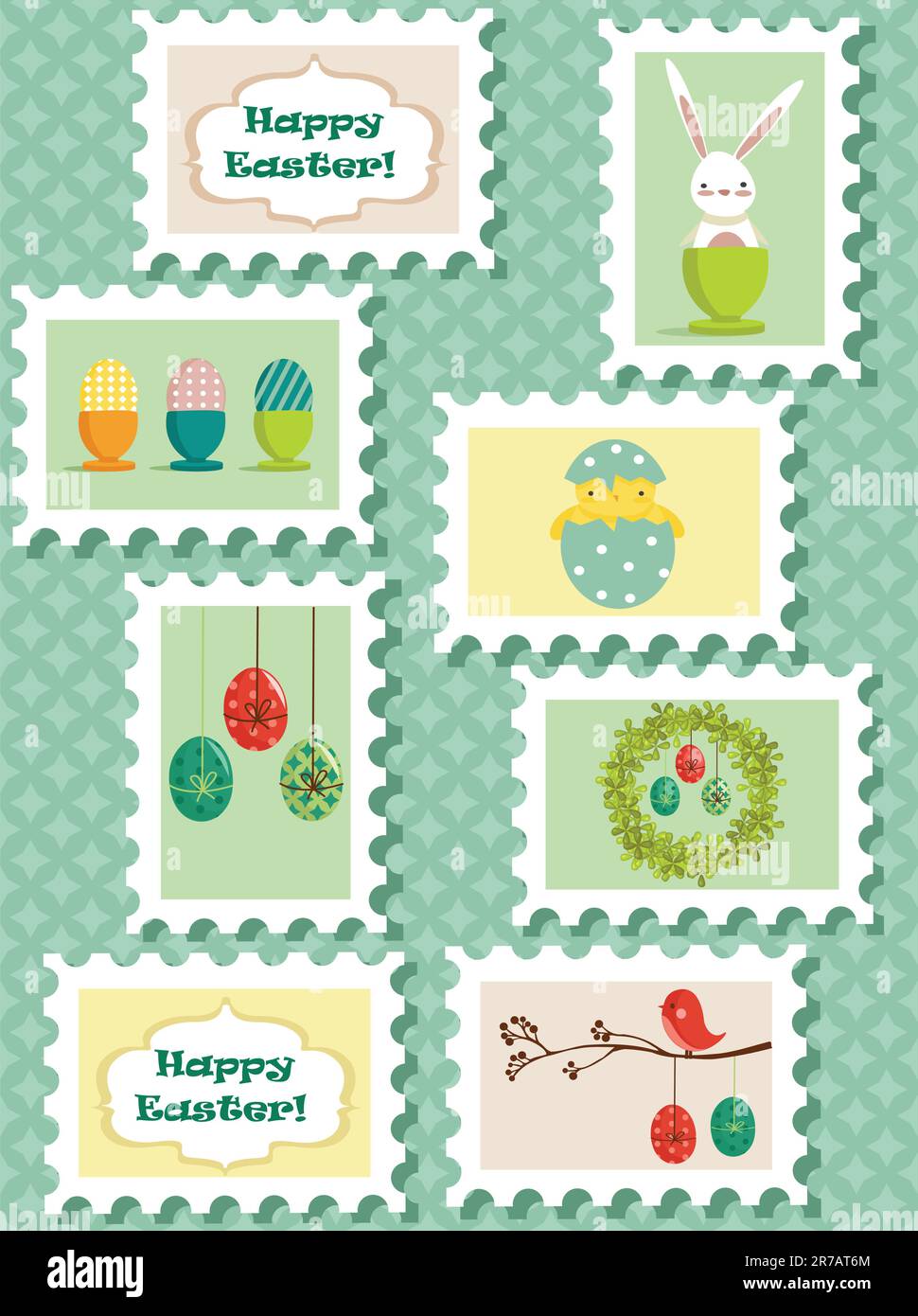 Easter postal stamps set, vector illustration Stock Vector Image & Art ...