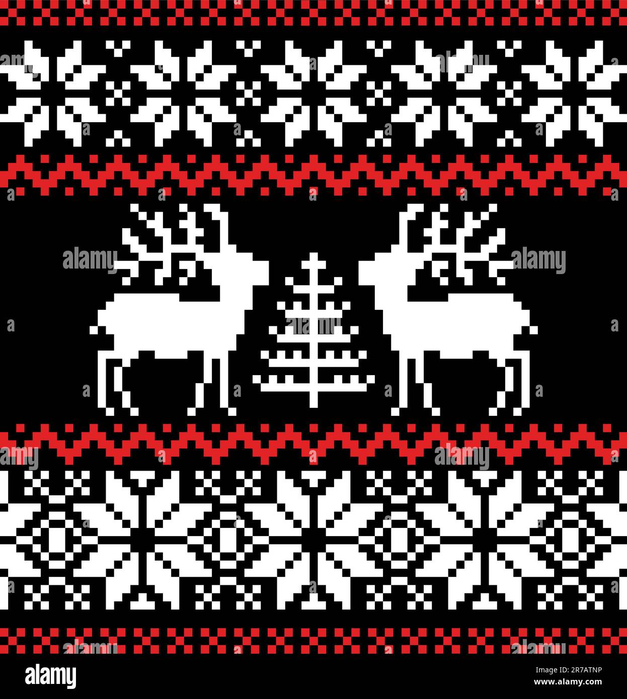 Collection of christmas nordic pattern, on black background Stock ...