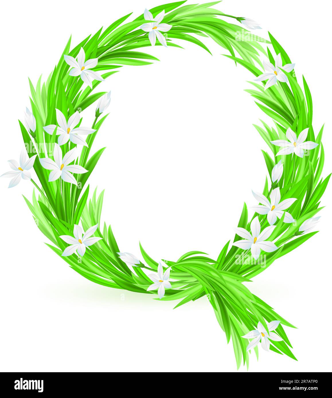 One letter of spring flowers alphabet - Q. Illustration on white ...