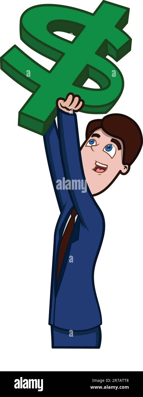 Business Man Holding A Dollar Sign - vector illustration Stock Vector ...