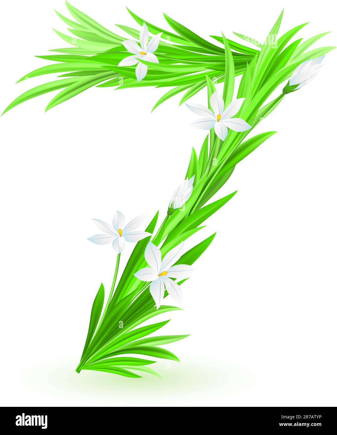 One alphabet symbol of spring flowers - digit seven. Illustration on ...