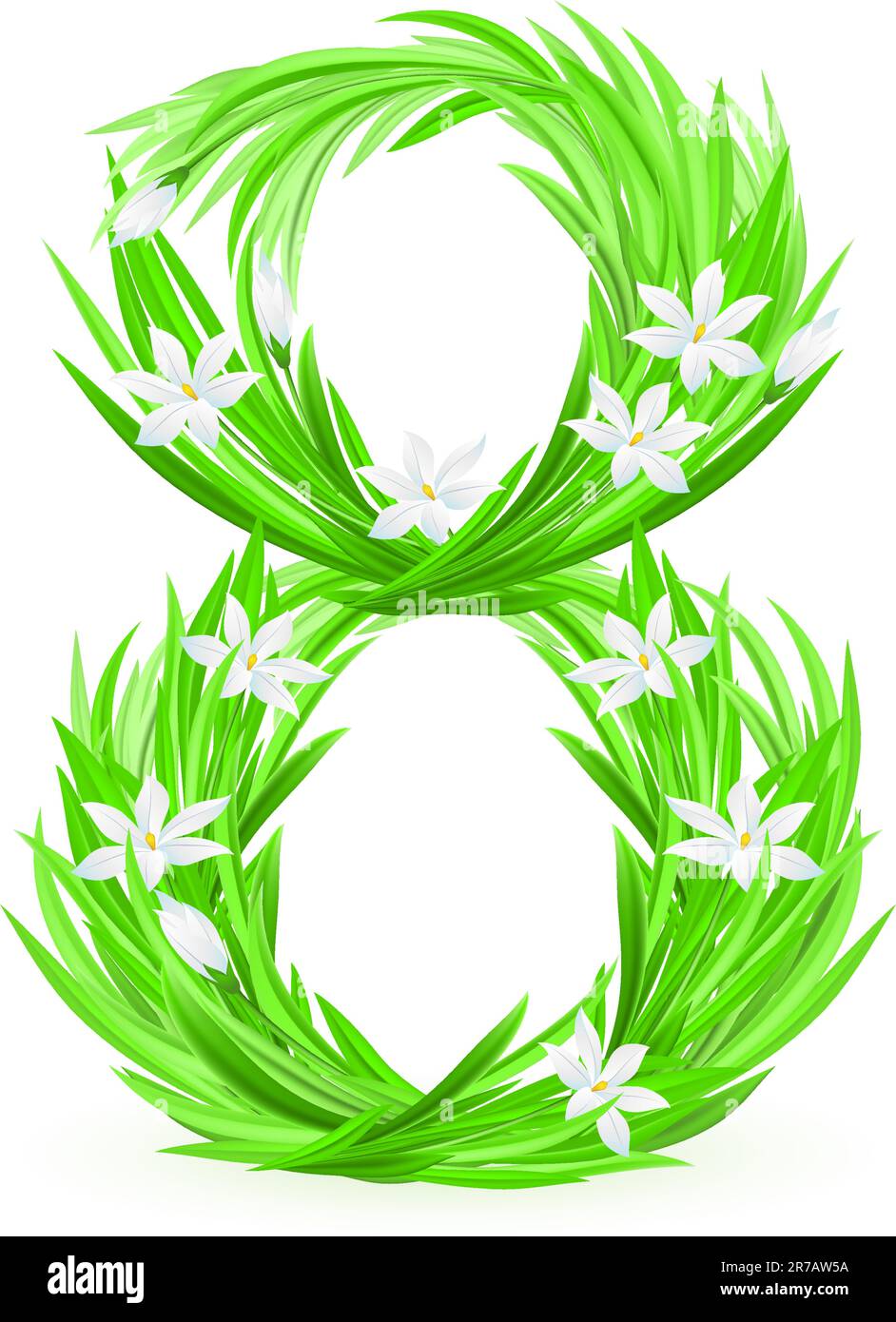One alphabet symbol of spring flowers - digit eight. Illustration on ...