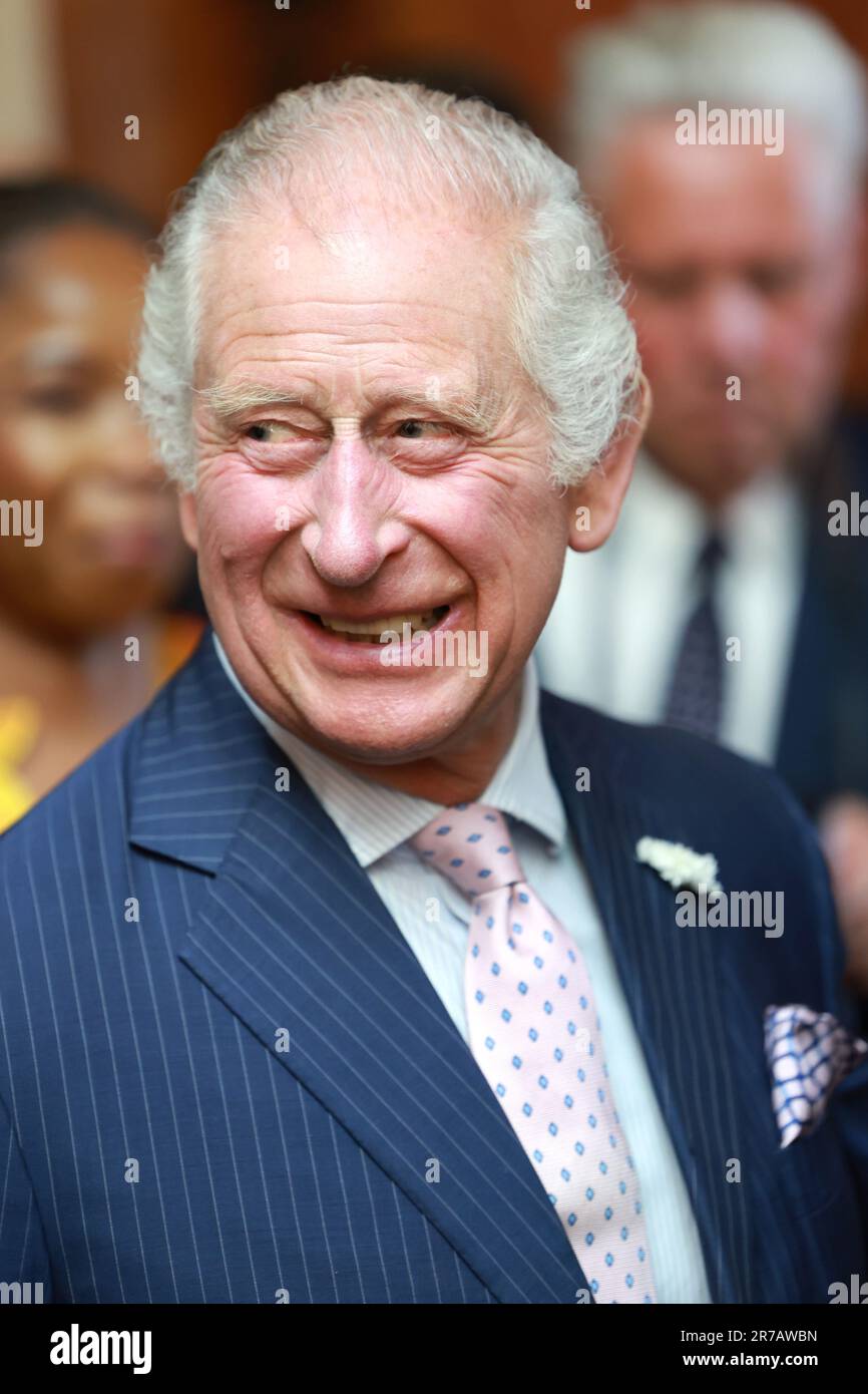 King Charles III during a reception at Buckingham Palace in London to ...