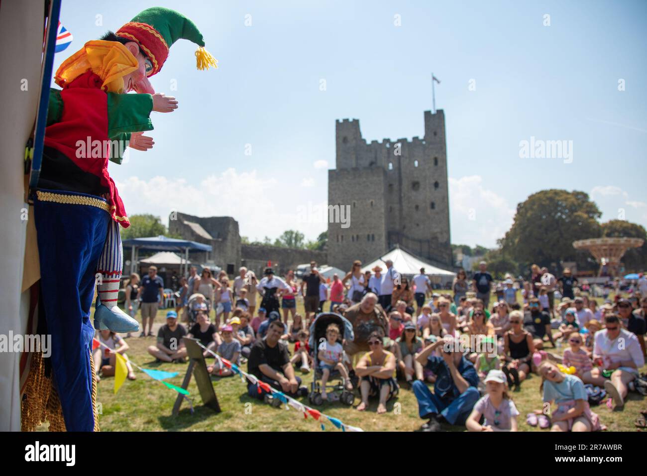 Traditional Punch & Judy Show in the grounds of Rochester castle, Kent ...