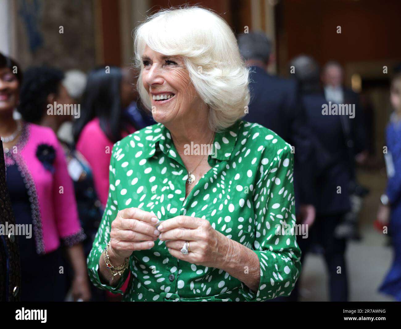 Queen Camilla during a reception at Buckingham Palace in London to ...