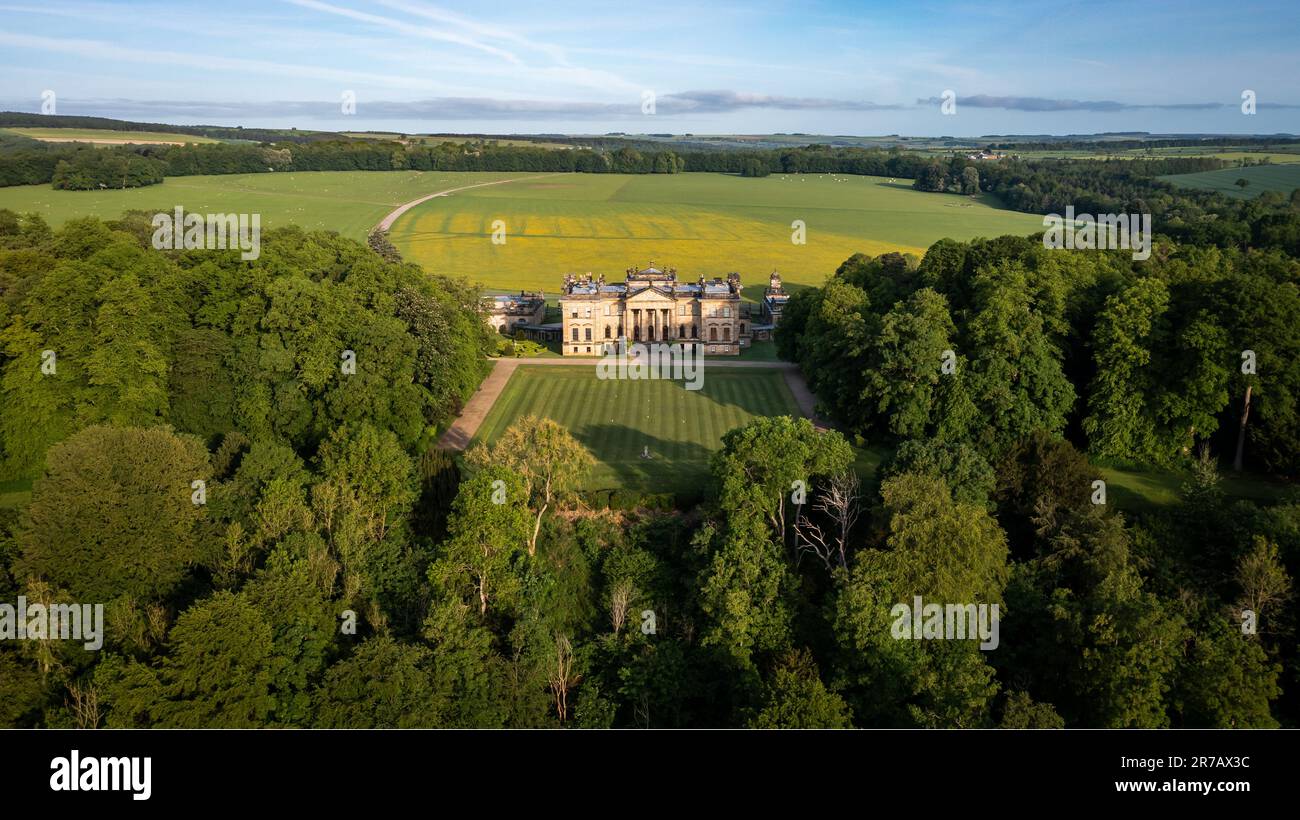 DUNCOMBE PARK, HELMSLEY, UK - MAY 29, 2023. Aerial view of Duncombe ...