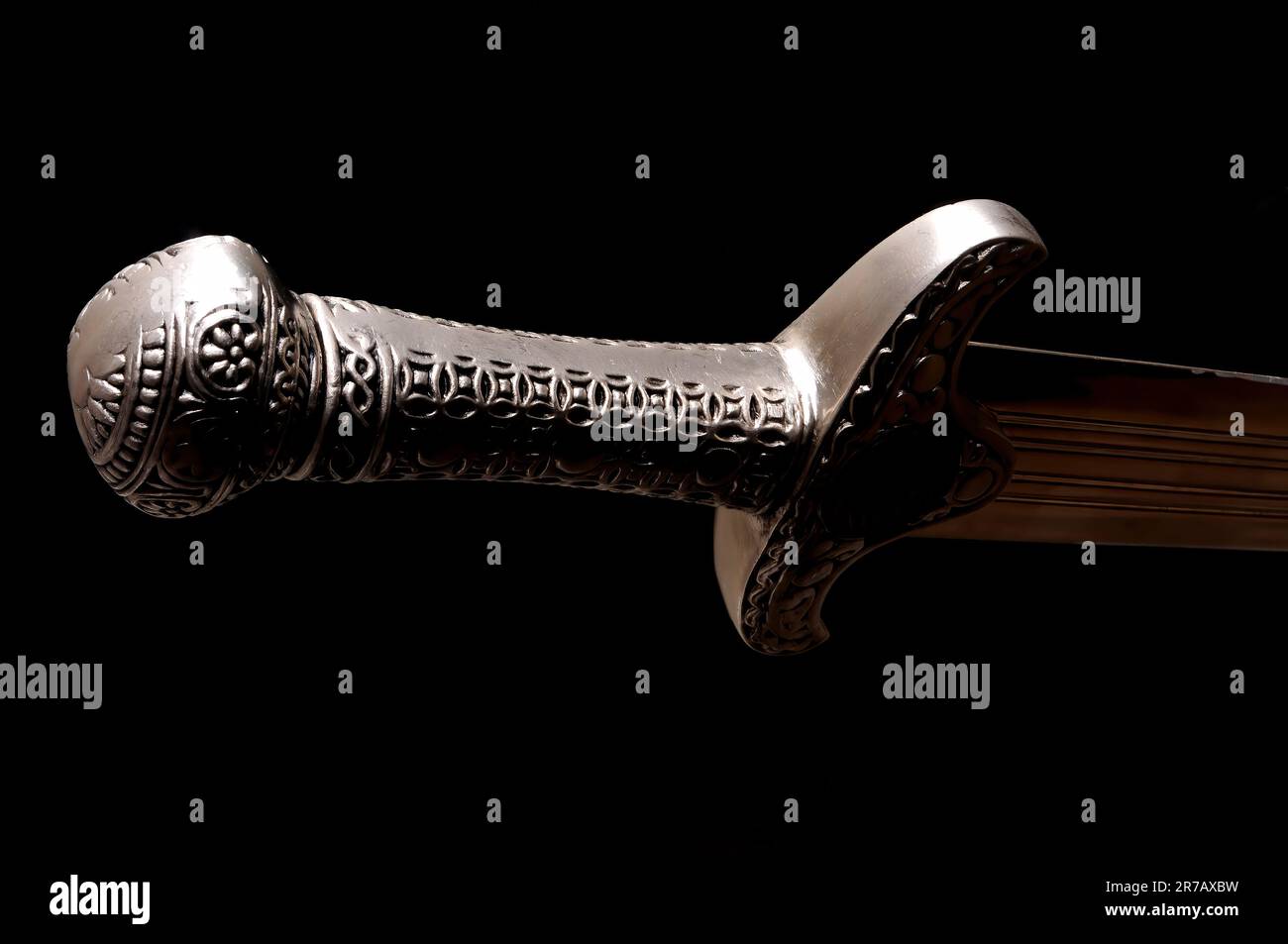Sword hilt pommel blade and handle isolated over black Stock Photo - Alamy