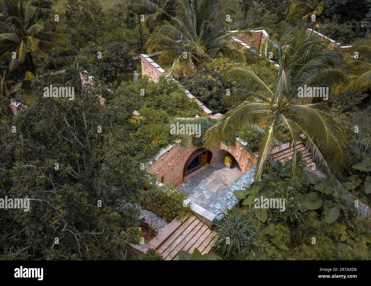 Bird's eye view early morning. Subteranian Ruins, Kaggalipura ...