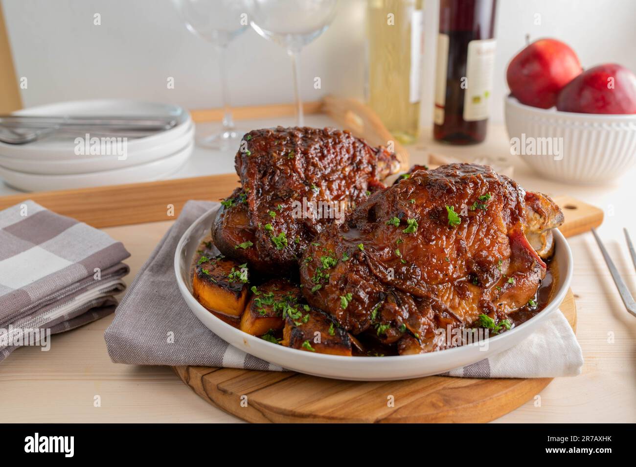 Sunday or holiday meat dish with oven roasted turkey shanks and ...