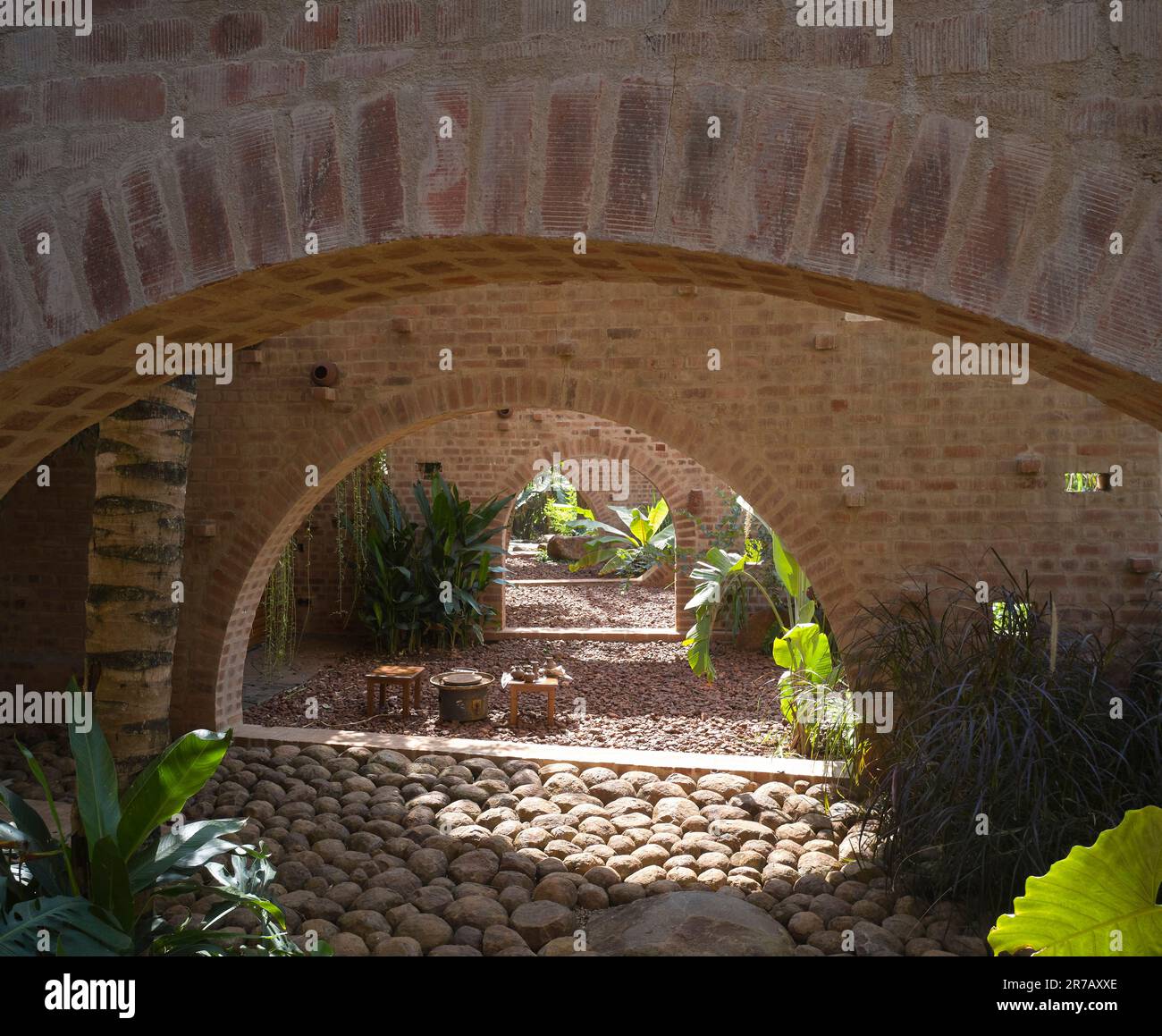 Afternoon view though arches. Subteranian Ruins, Kaggalipura, Bangalore ...