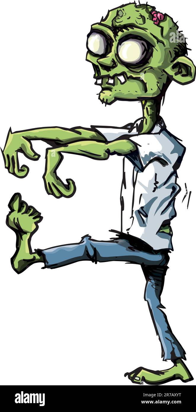Cartoon zombie isolated on white. He is lurching with his arms out ...