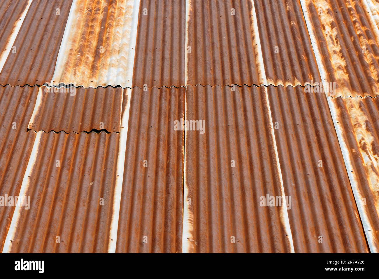 Artistic of old and rusty zinc sheet roof. Vintage style metal sheet ...