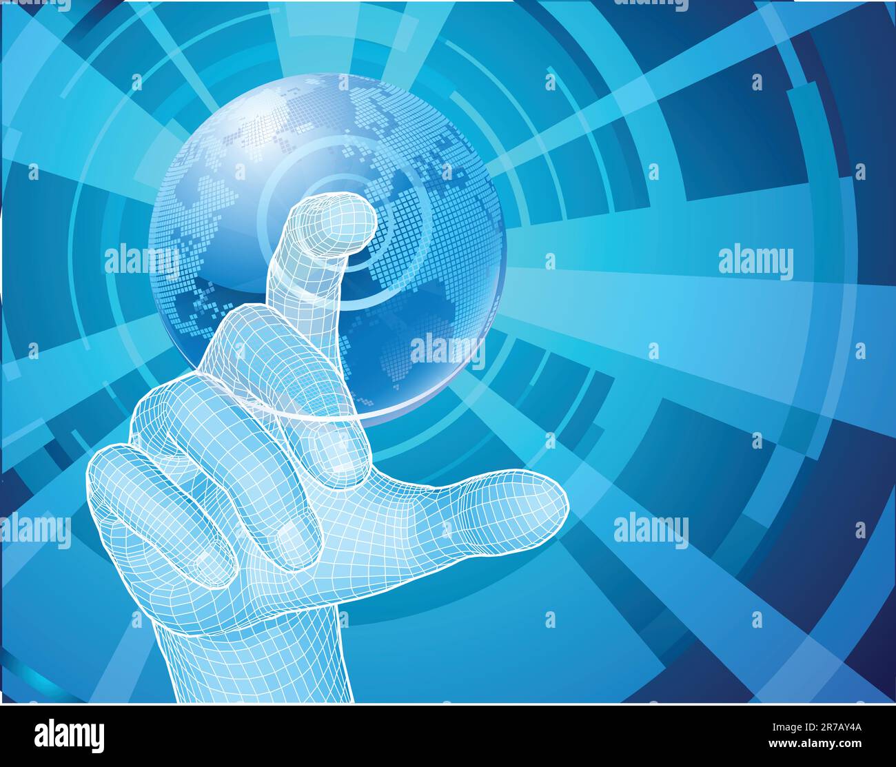 Users hand selecting concept background with world globe Stock Vector ...