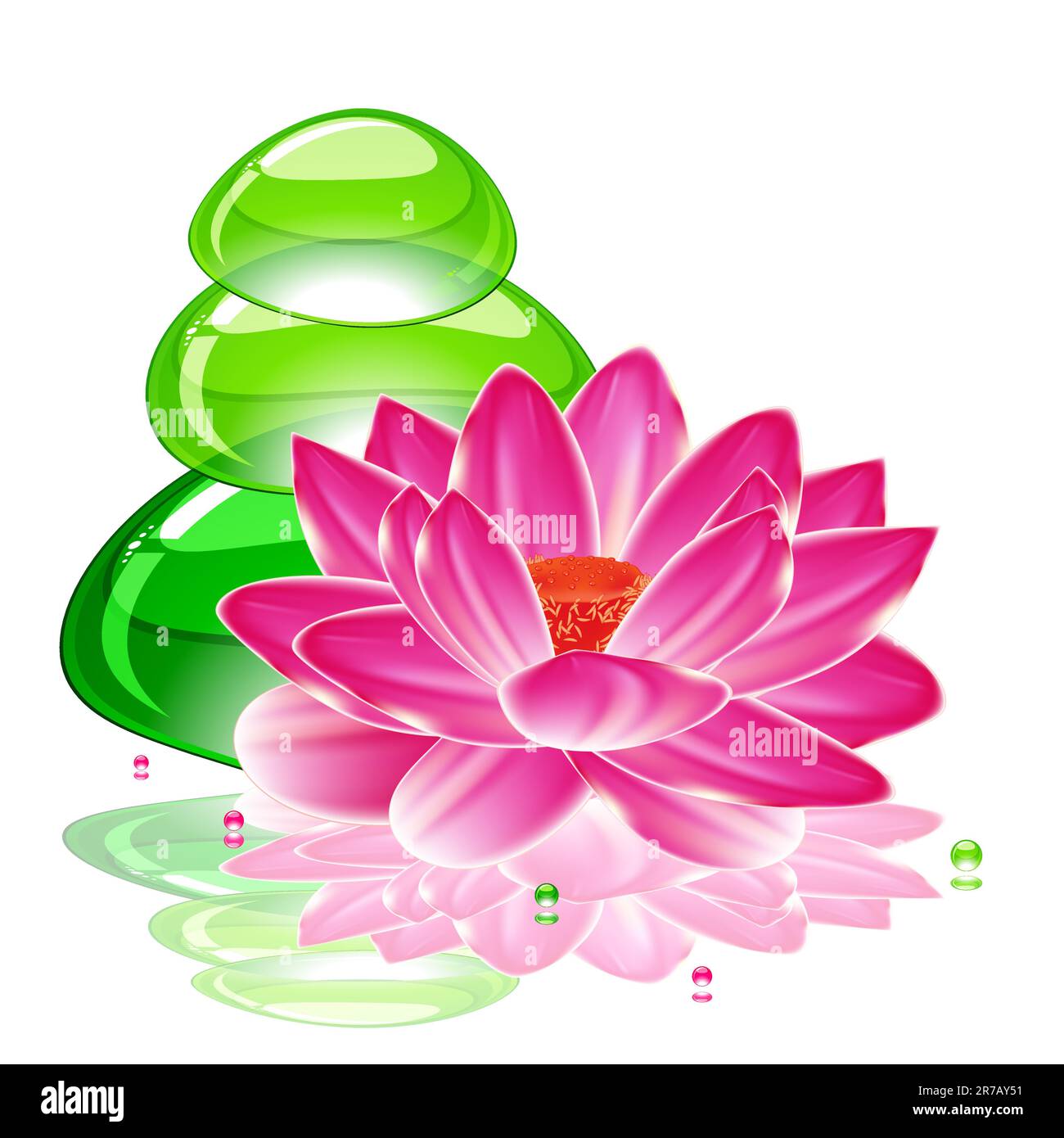 spa background with a lotus flower and transparent green stones Stock ...