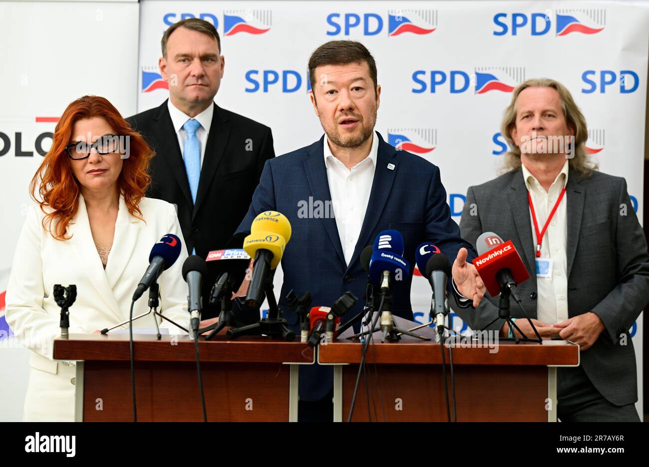 Prague, Czech Republic. 14th June, 2023. (L-R) Tricolour party ...