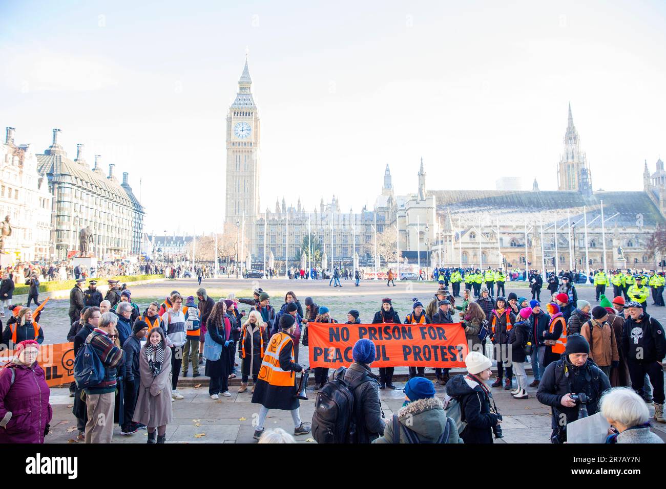 Participants gather for a Just Stop Oil rally in Parliament Square ...