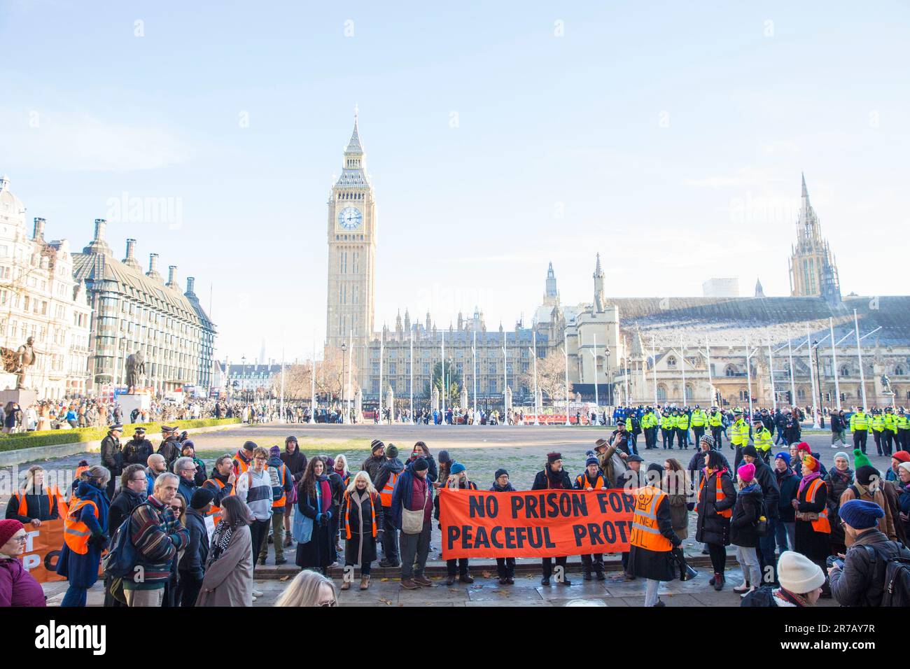 Participants gather for a Just Stop Oil rally in Parliament Square ...