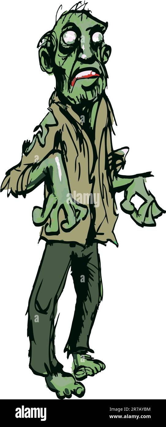 Cartoon zombie isolated on white. He is lurching Stock Vector Image ...
