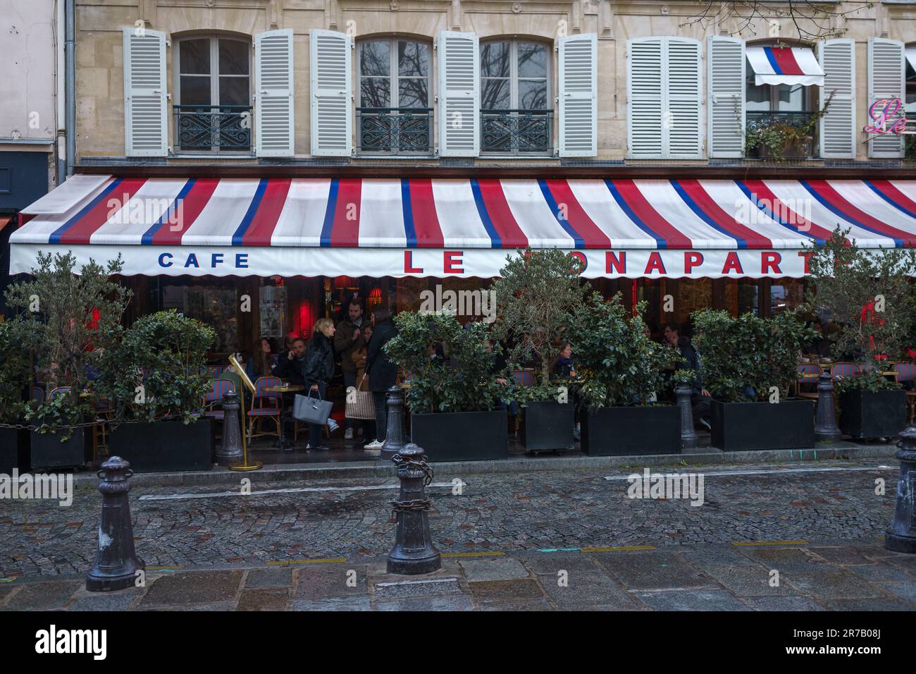 Cafe Le Bonaparte on the street Rue Bonaparte in Paris, France. March ...