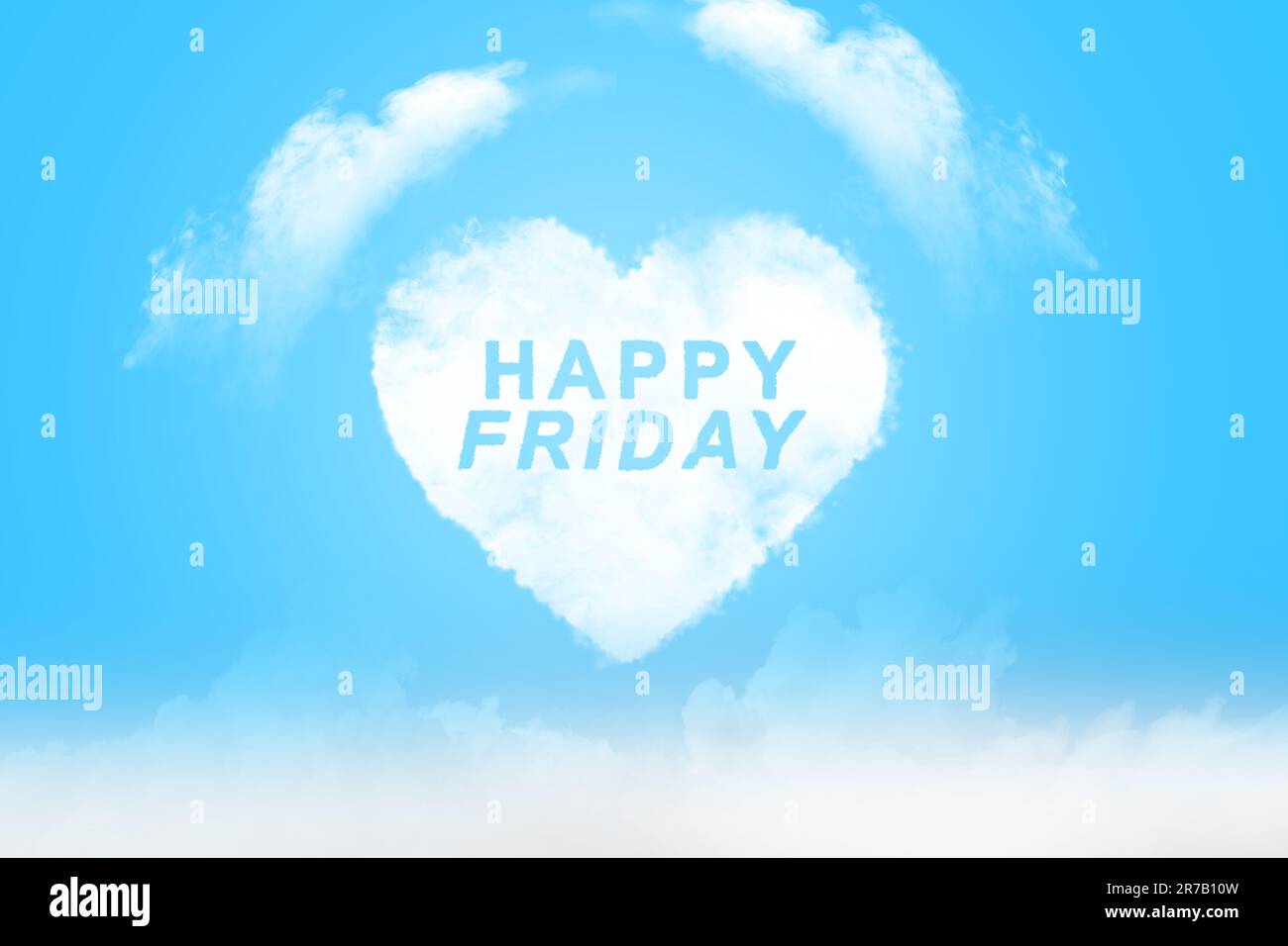Cloud in the sky with a Happy Friday text. Happy Friday concept Stock ...