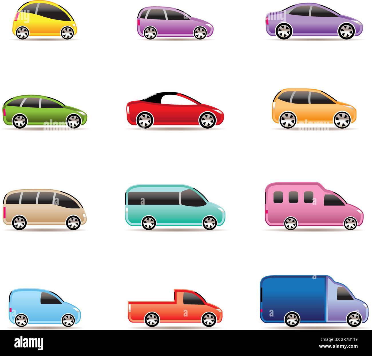 different types of cars icons - Vector icon set Stock Vector Image ...