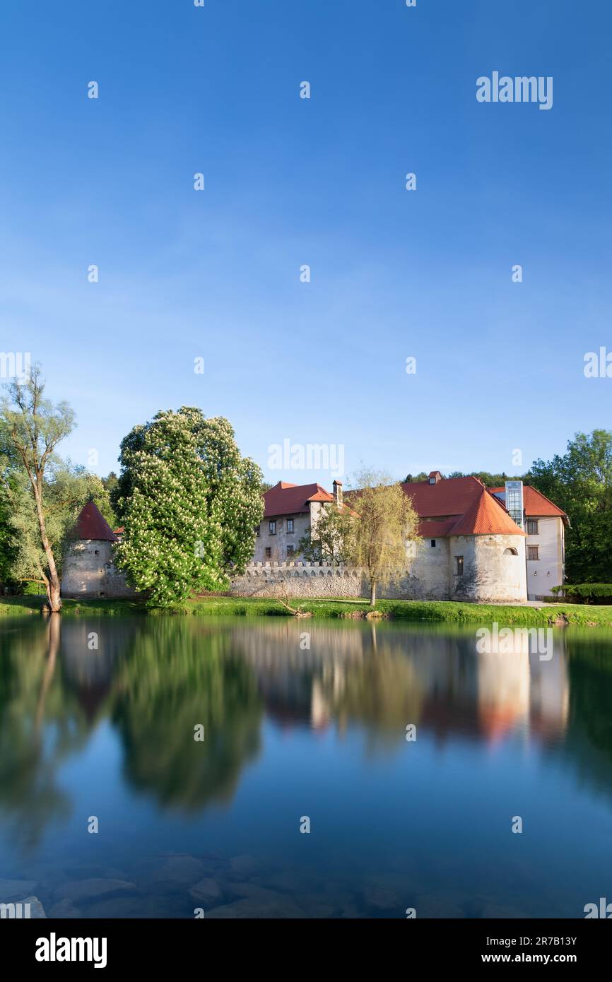 Romantic Otocec Castle located on a small River Krka island, Dolenjska, Slovenia Stock Photo - Alamy