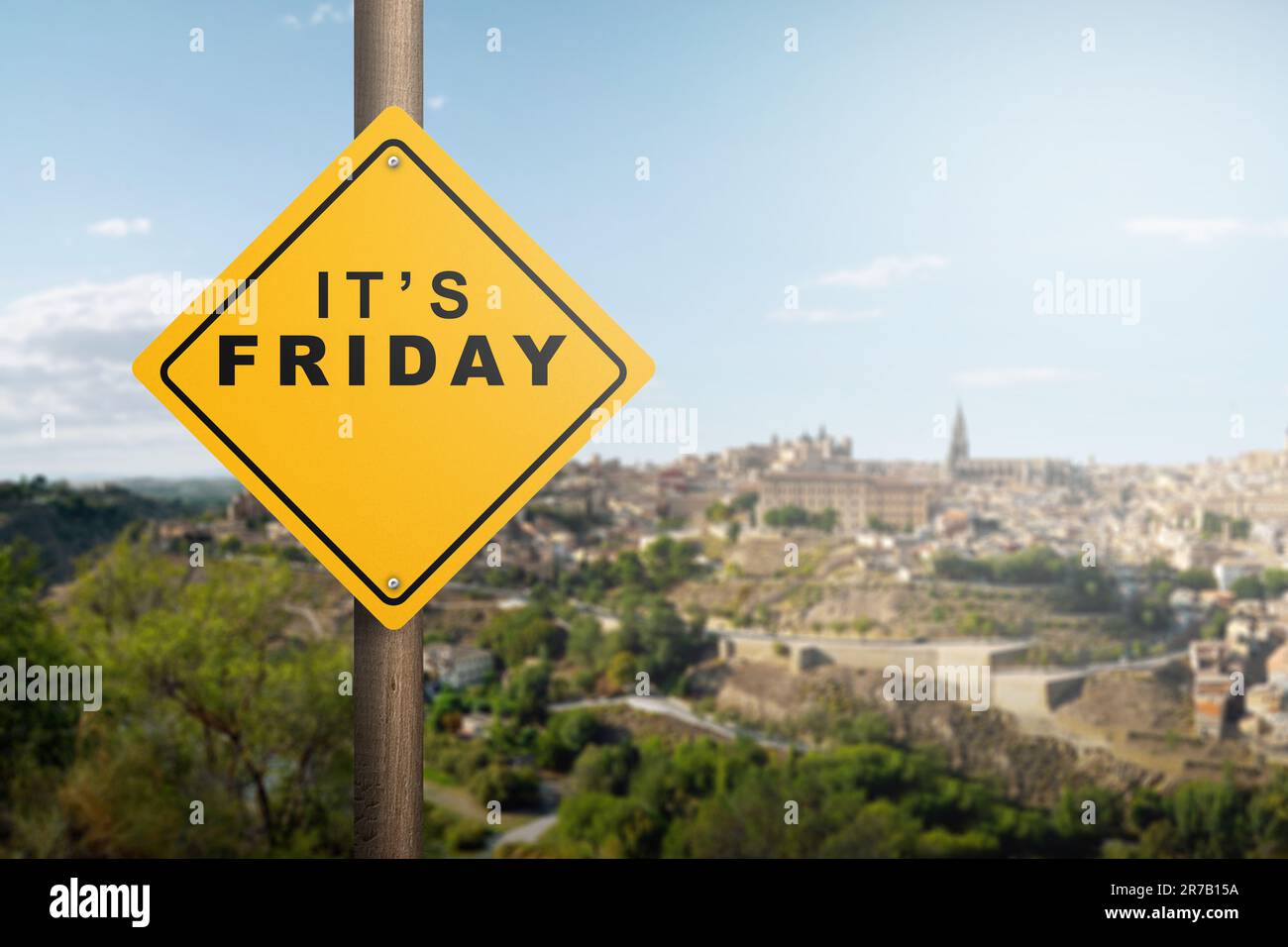 Warning sign with It's Friday text. Happy Friday concept Stock Photo ...