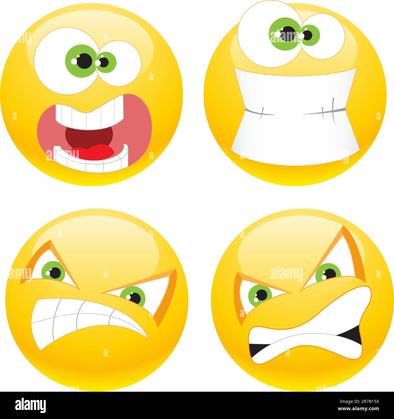 Set of cool smileys. Vector illustration, isolated on a white Stock ...