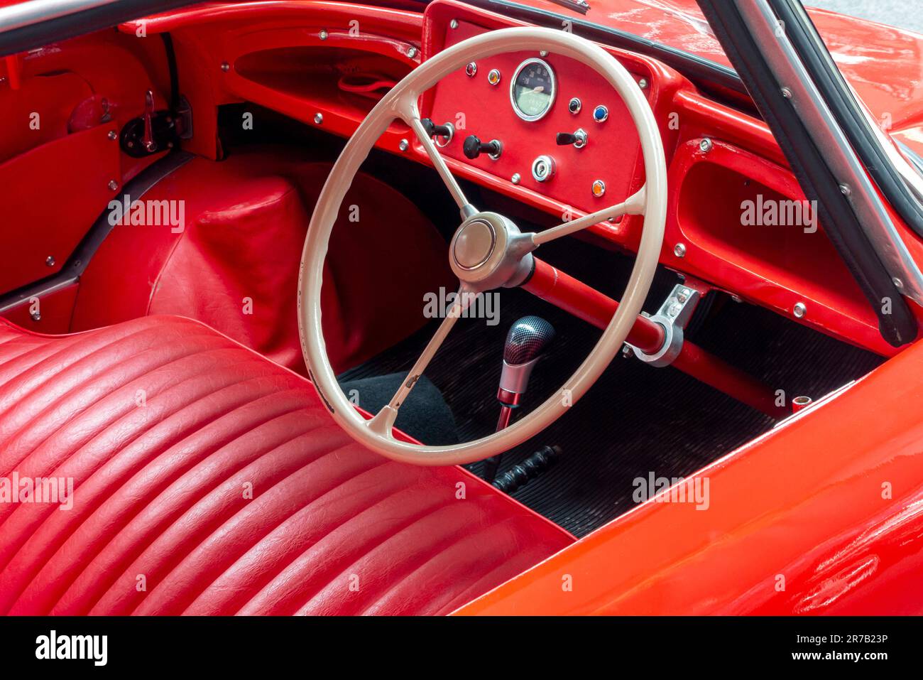 Steering wheel and interior of a Meadows Frisky Family 3 microcar built ...