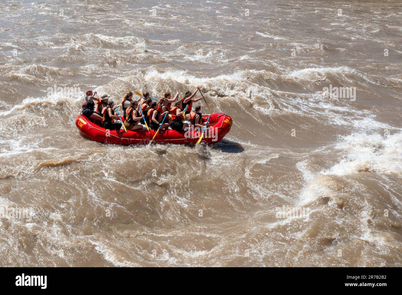 Tourists enjoy a rafting trip through the big waves in White's Rapid on ...