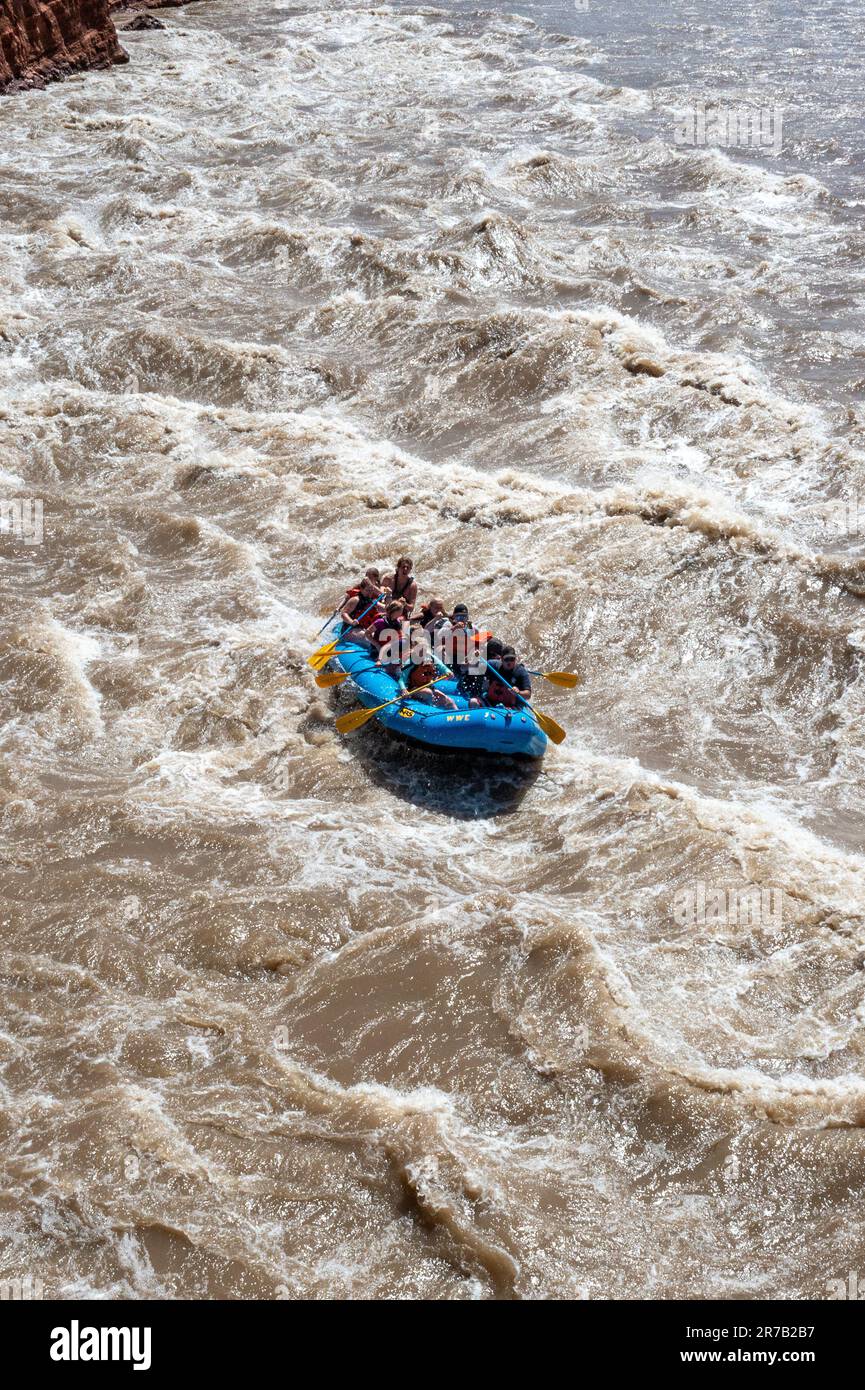 Tourists enjoy a rafting trip through the big waves in White's Rapid on ...