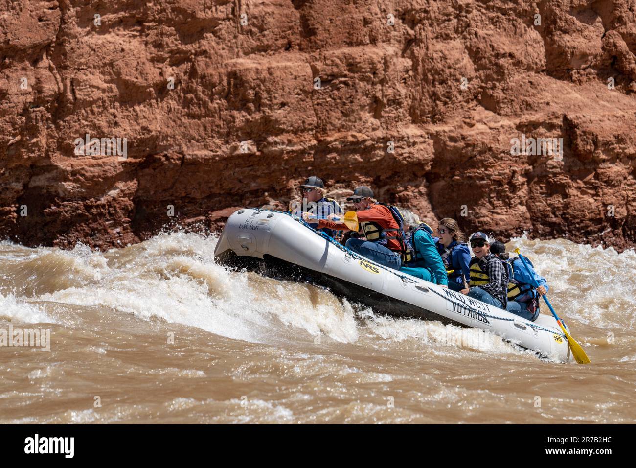 Tourists enjoy a rafting trip through the big waves in White's Rapid on ...
