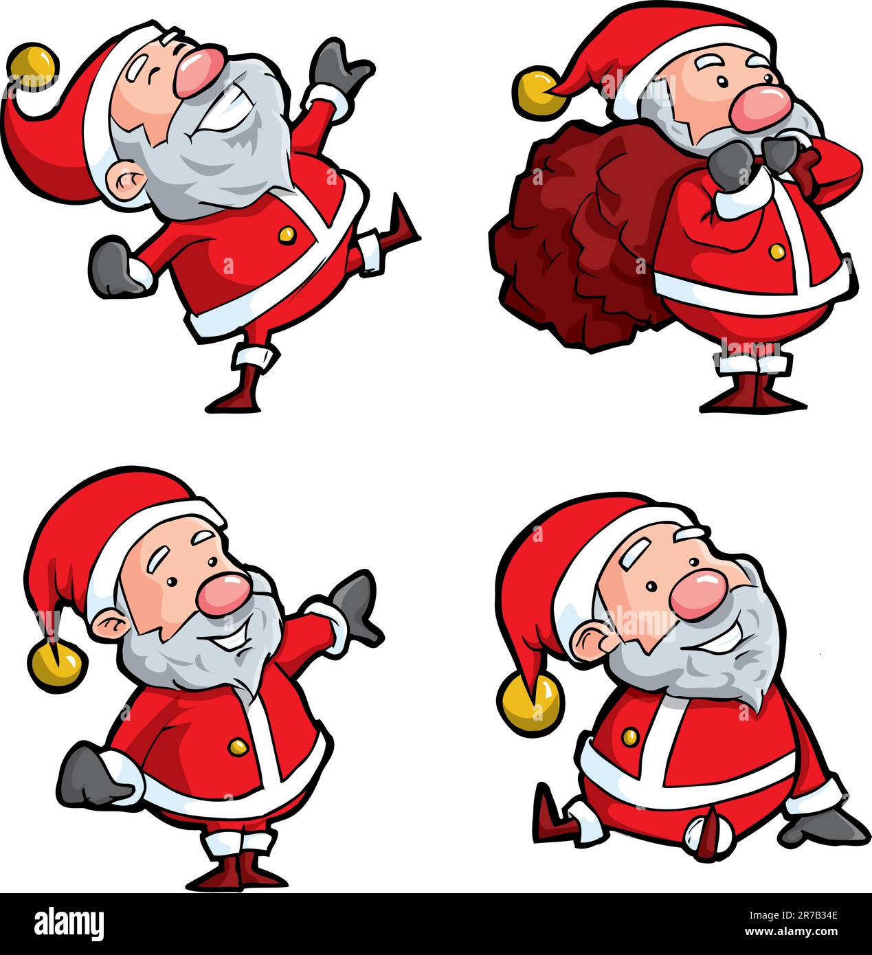 Set of Cartoon Santa. Isolated on white Stock Vector Image & Art - Alamy