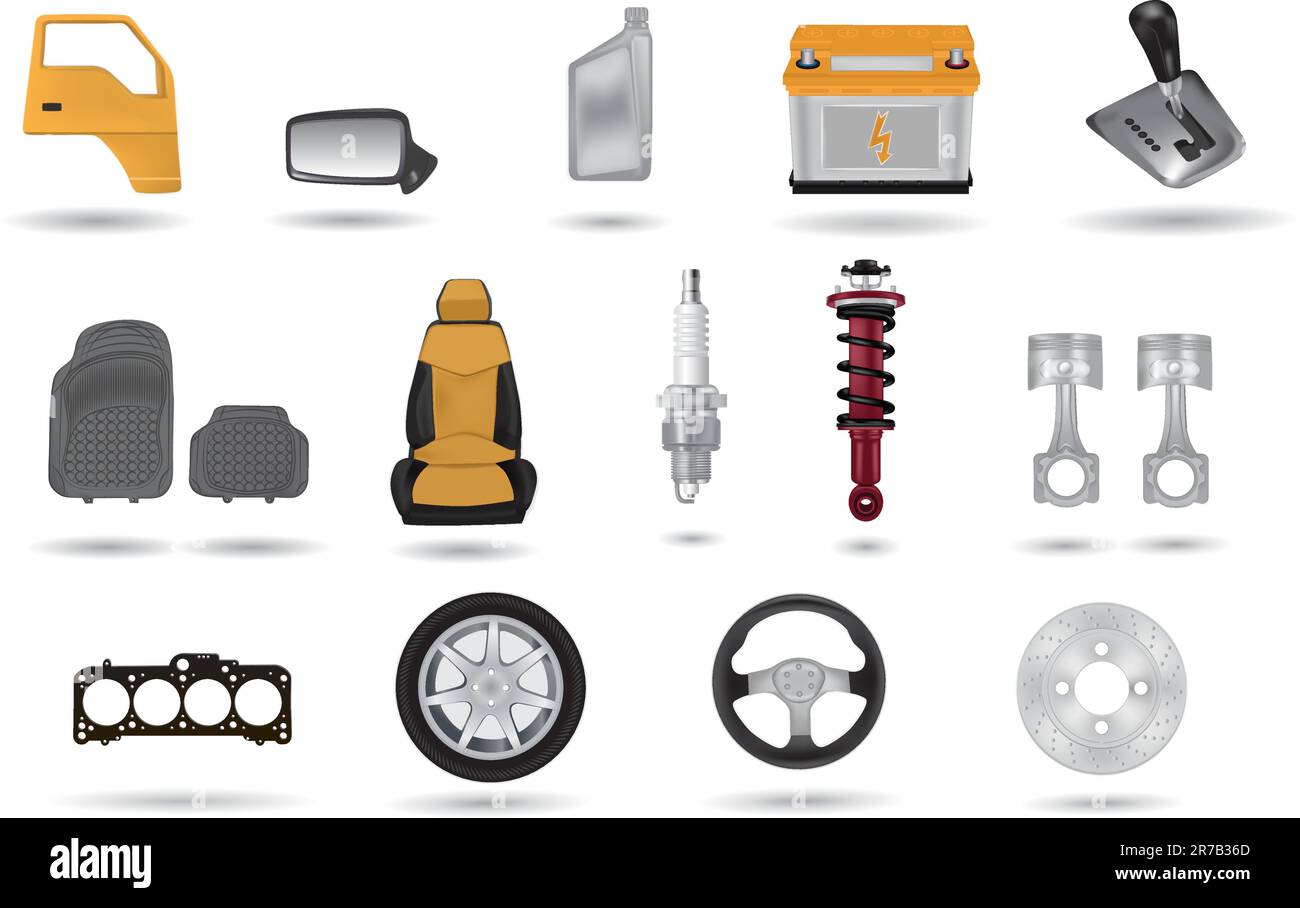 Detailed car parts illustrations set Stock Vector Image & Art - Alamy