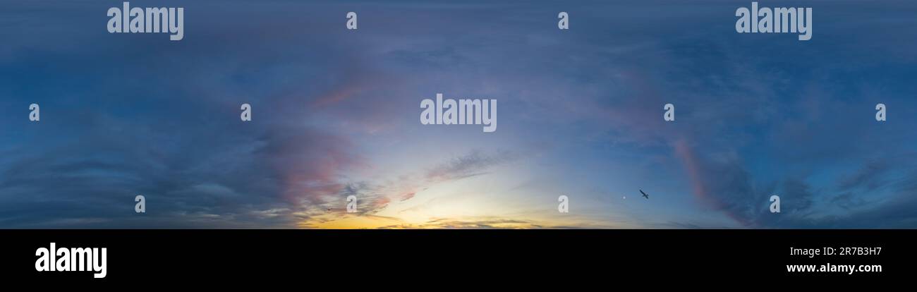 Dramatic sunset sky panorama with Cumulus clouds. Seamless hdr 360 pano ...