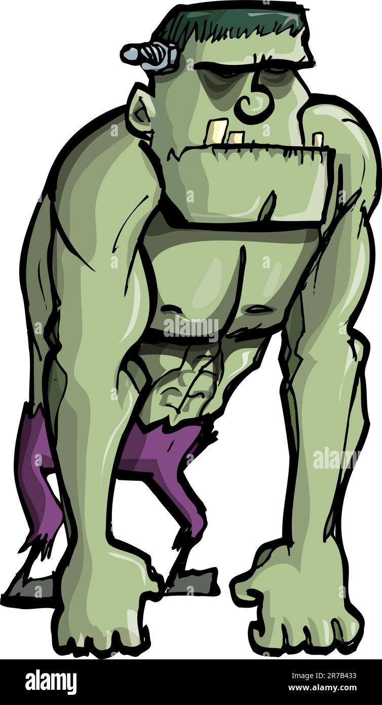 Cartoon green Frankenstein monster isolated on white Stock Vector Image ...
