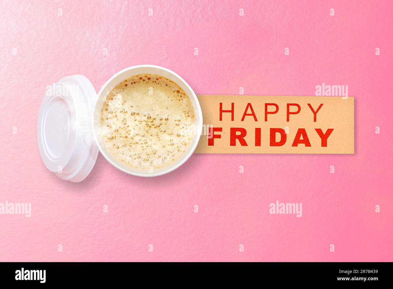 Coffee cup with a Happy Friday text. Happy Friday concept Stock Photo ...