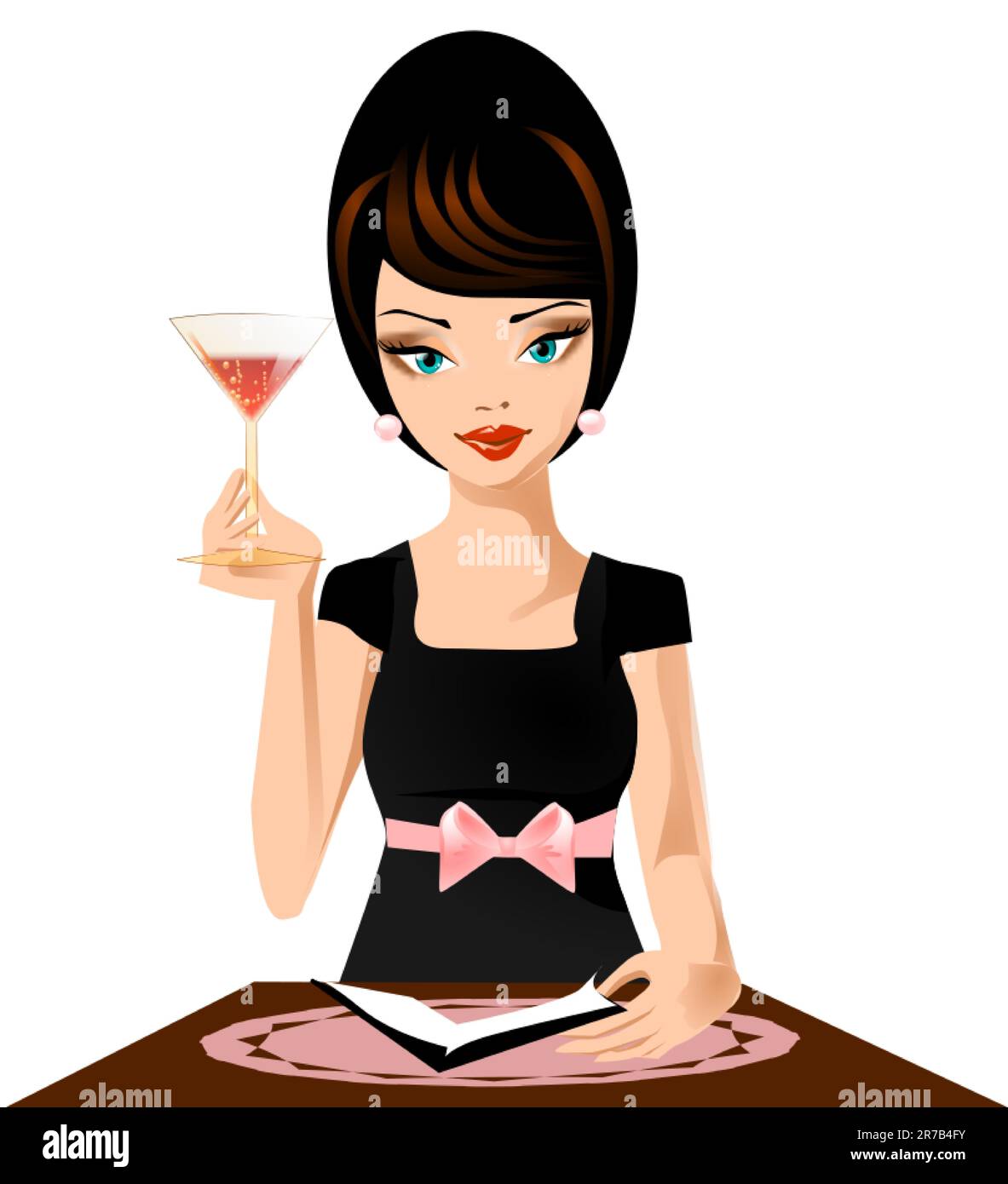 Female wine in glass Stock Vector Images - Alamy