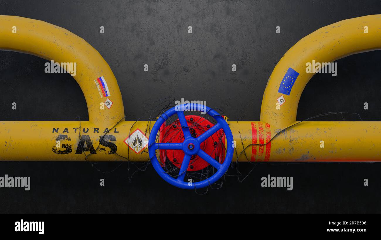 Pipe of gas from Russia to European Union, Valve on the main gas ...
