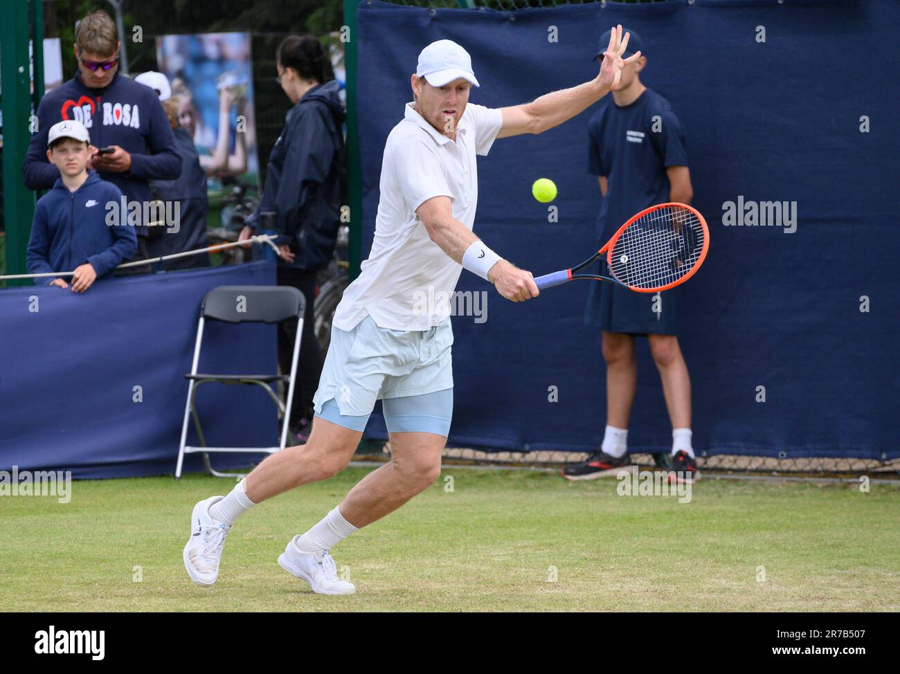 Luke Saville (AUS) playing a first round match at the Surbiton Trophy ...