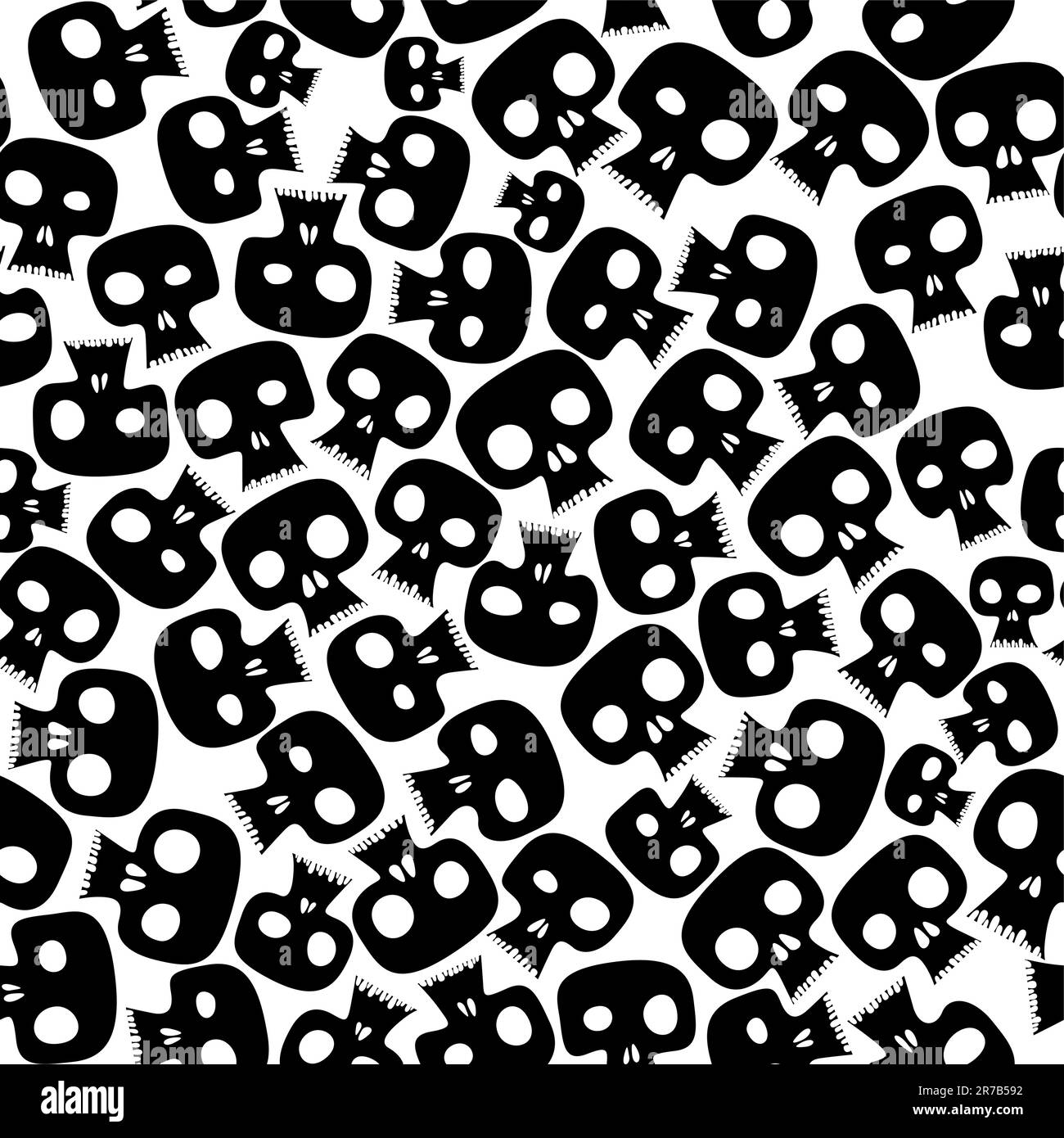 Black skulls seamless pattern. Many skulls, graphic stylized black ... Black skulls seamless pattern. Many skulls, graphic stylized black ...