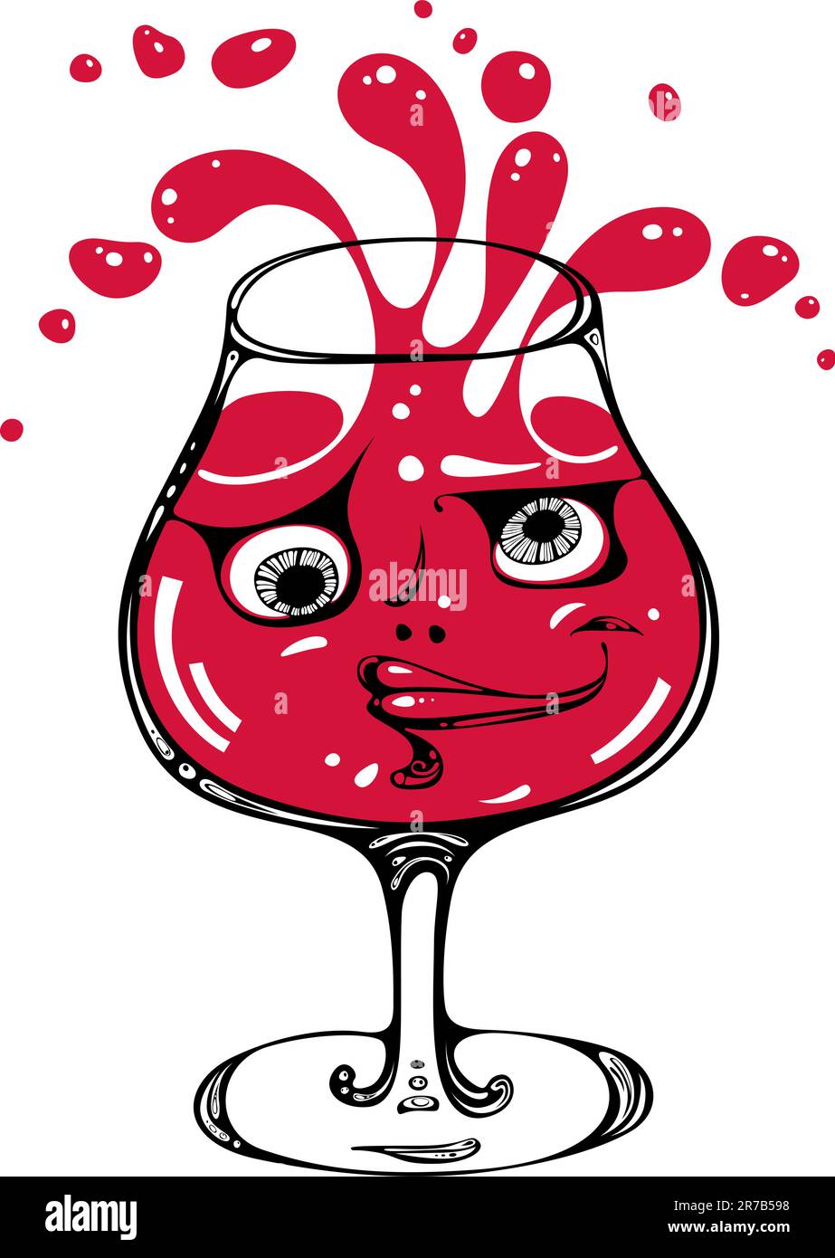Drunk wineglass comic illustration Stock Vector Image & Art - Alamy