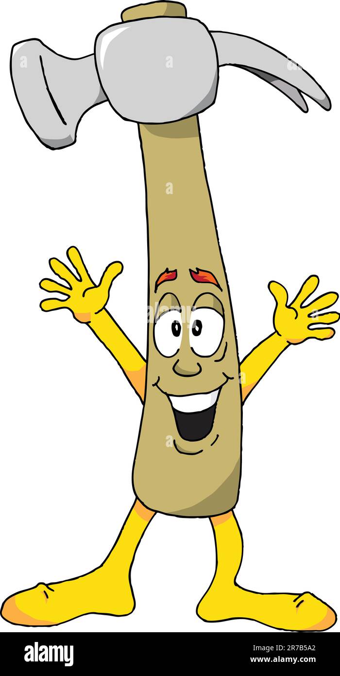 Cartoon of a Happy Hammer Stock Vector Image & Art - Alamy